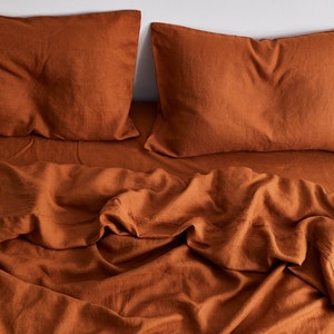 Golden Yellow Pure Linen Flat Sheet, Mustard Yellow Linen Bedding Set ...