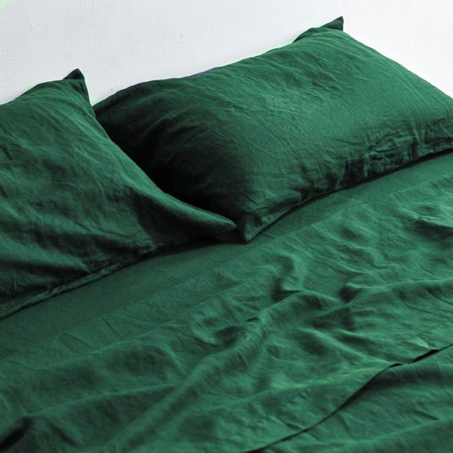 Military Green Pure Linen Flat Sheet, Moss Green Linen Bedding Set ...