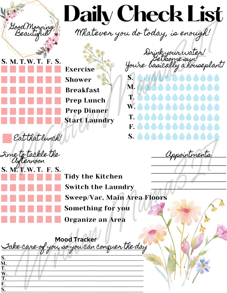 Weekly& Daily Check List - Etsy