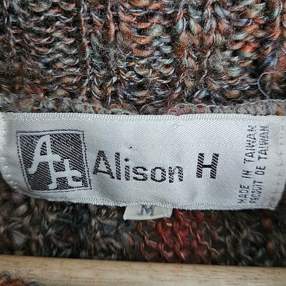 Vintage Alison H Brown Striped Puff Shoulder Turtlene… - Gem