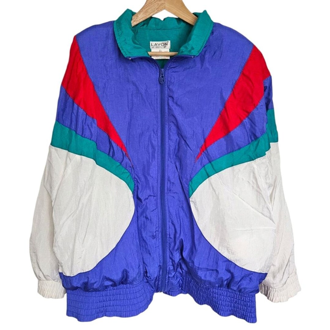 Vintage Lavon Nylon Colourblock Windbreaker Jacket 80s 90s Size Large ...