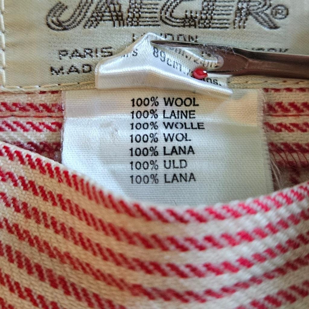 Vintage Jaeger Red Cream Wool Pinstripe Accordion Pleated Midi Skirt ...