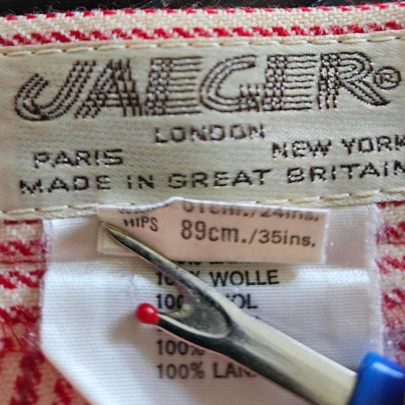 Vintage Jaeger Red Cream Wool Pinstripe Accordion Pleated Midi Skirt ...