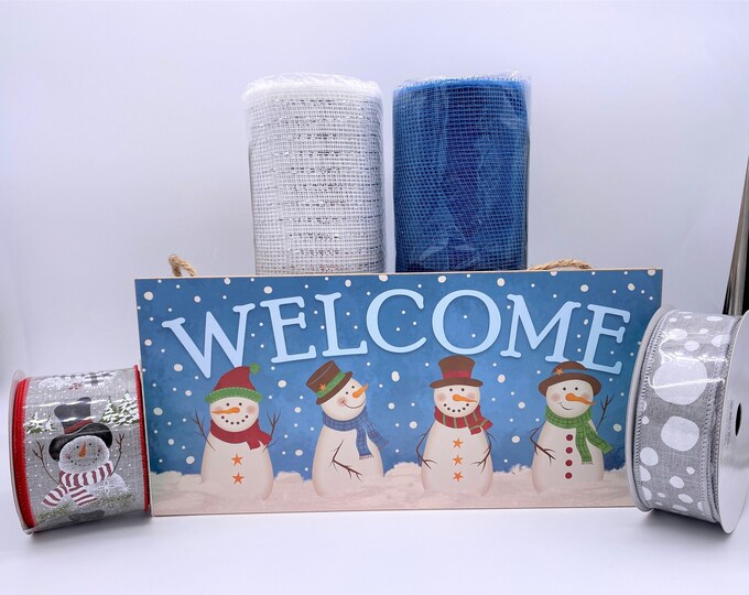 Welcome Snowman Kit, Bundle, Welcome Snowmen Sign, Wired Ribbons, Deco ...