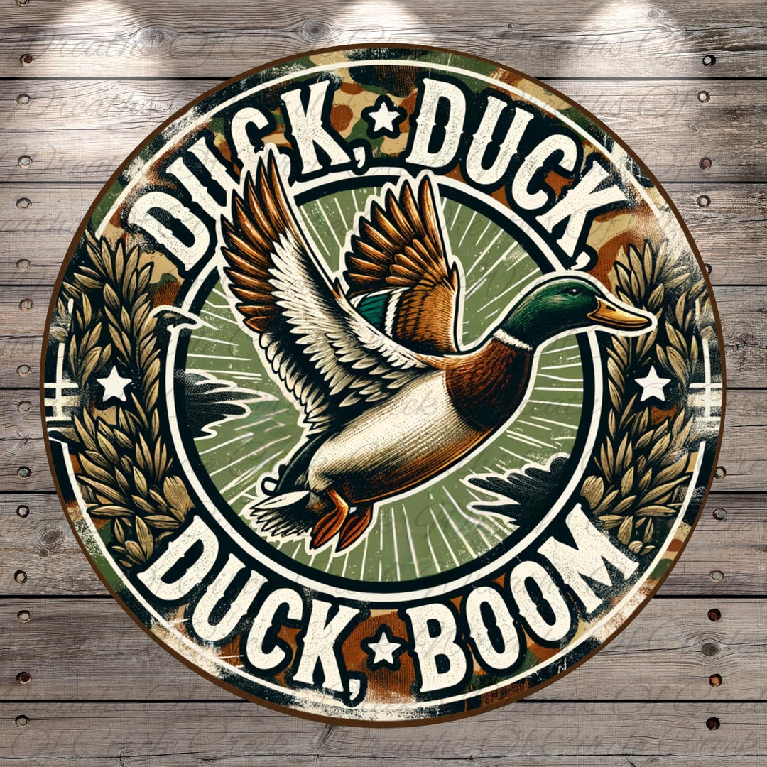 Duck Duck Boom Sign | Hunting Lodge Rustic Decor | Lightweight Round ...