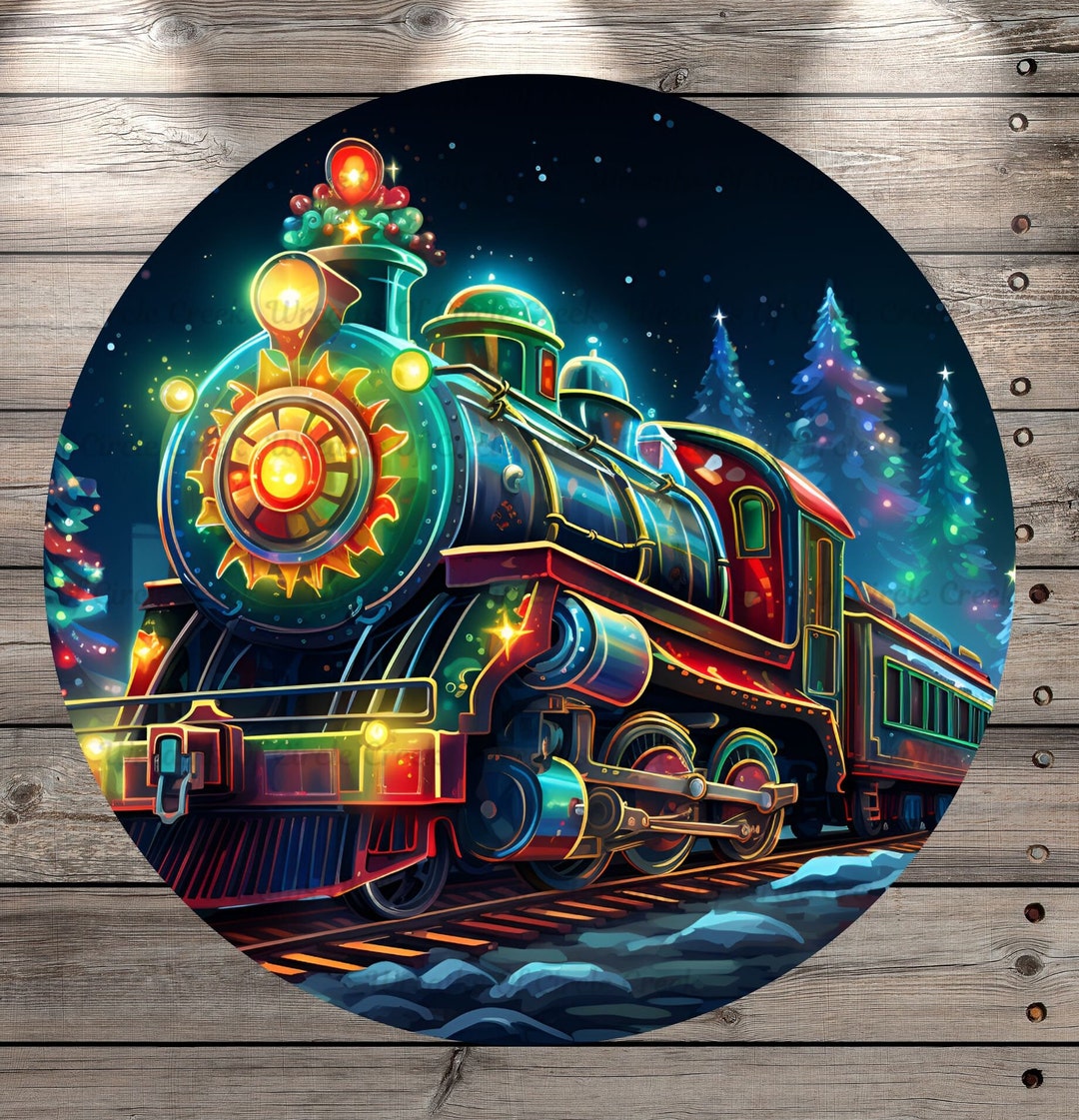 Christmas Train, Classic, Steam Engine, Christmas Lights, Winter, Round ...