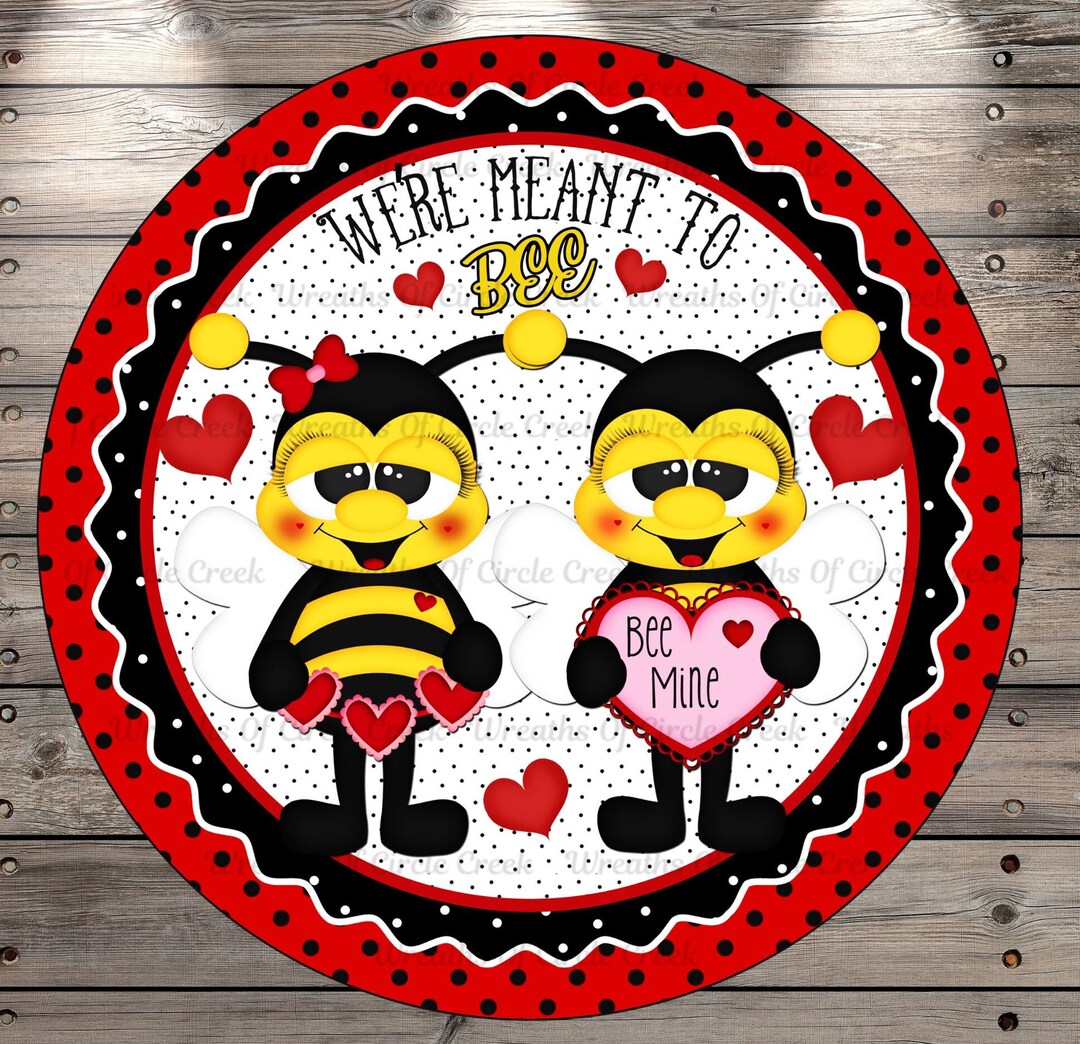 Valentine, Bees, Meant to Bee, Cute, Valentine's Day, Round, Light ...