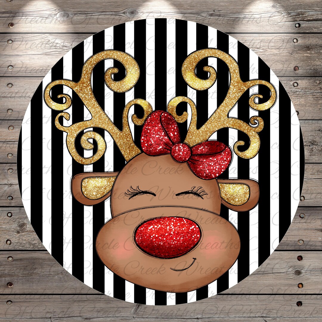 Glitter Red Nose Reindeer Sign | Cute Rudolph Christmas Wreath ...
