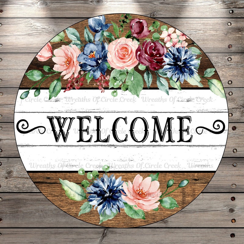 Round Wood Welcome Sign - Etsy