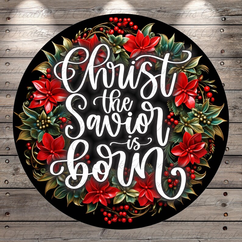 Christ the Savior is Born Sign | Red Poinsettia Christmas | Lightweight ...