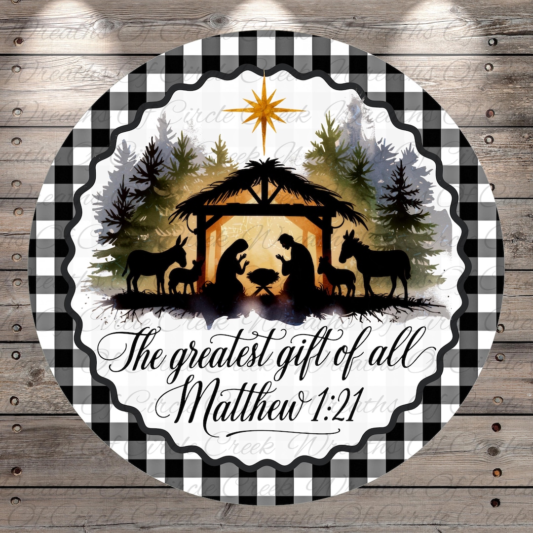 The Greatest Gift of All Nativity Scene | Lightweight Round Metal ...
