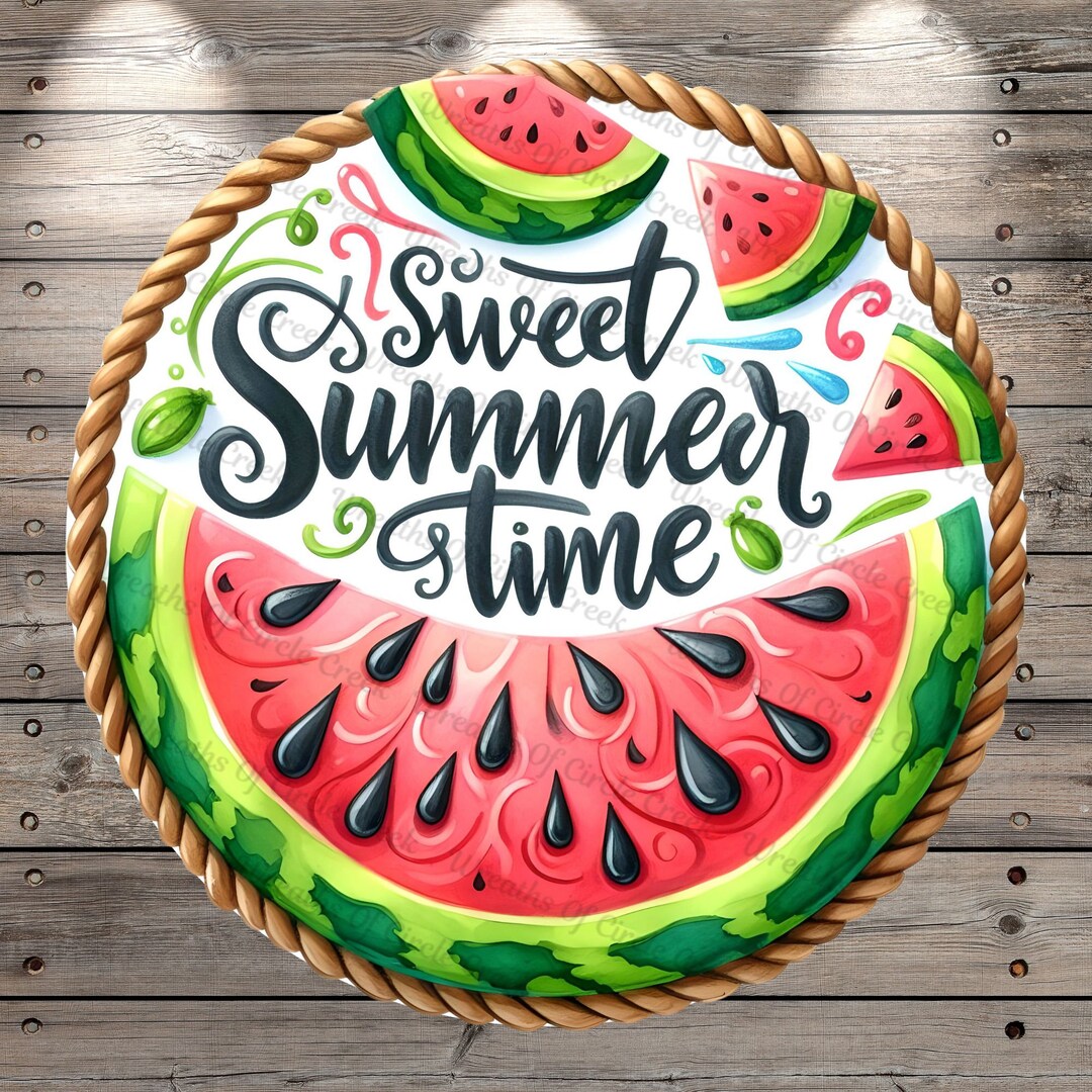 Watermelons, Sweet Summer Time, Round, Light Weight, Metal Wreath Sign ...