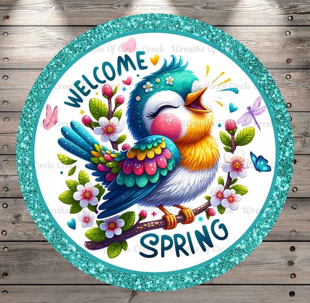 Singing Bird, Welcome Spring, Glitter Print, Spring, Round, Light ...