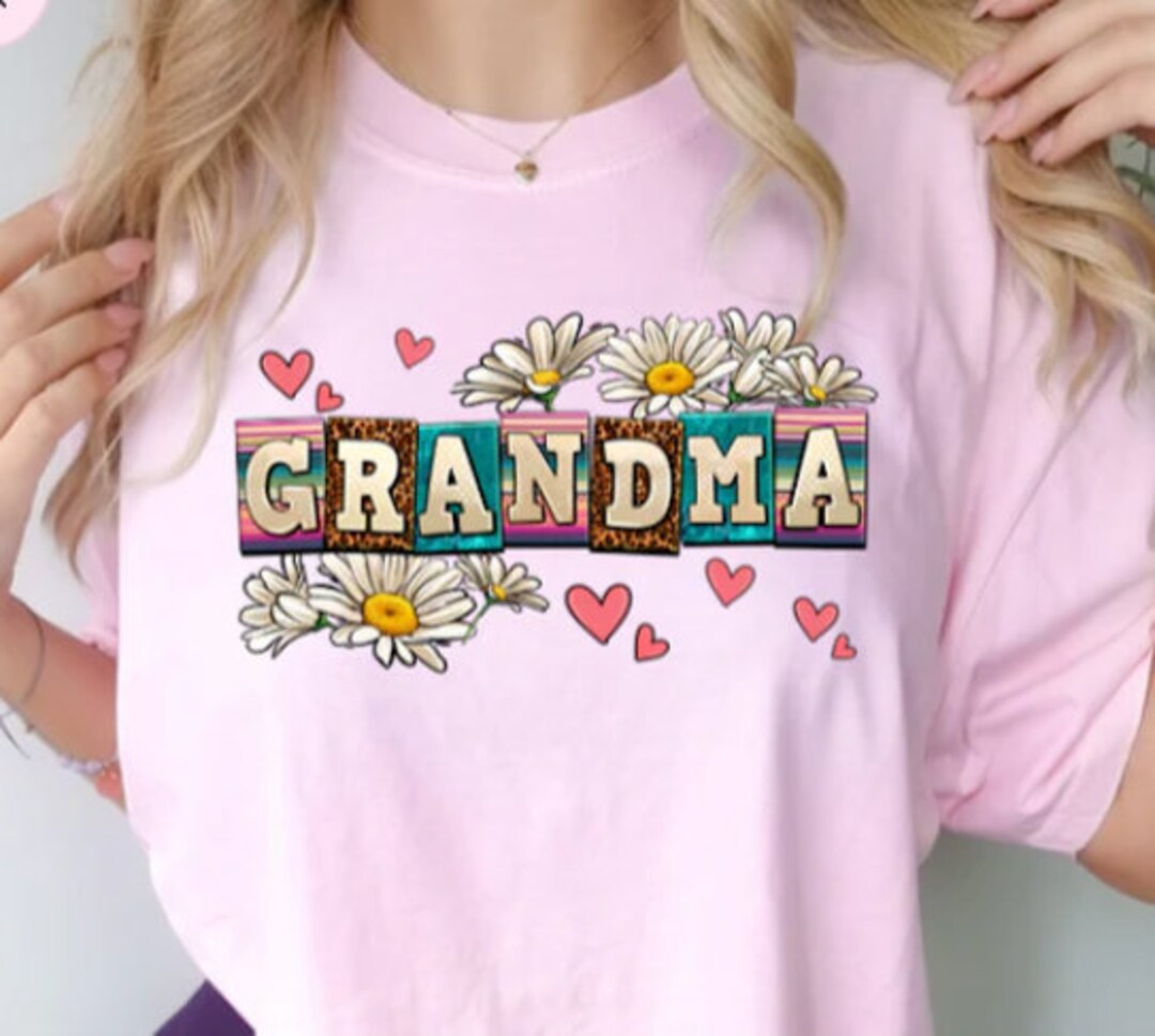 Grandma T-shirt | Colorful With Daisies and Hearts | Mother's Day ...