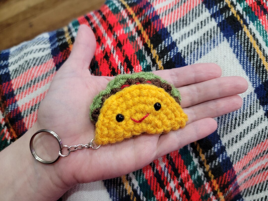 Tiny Taco Crocheted Keychain - Etsy