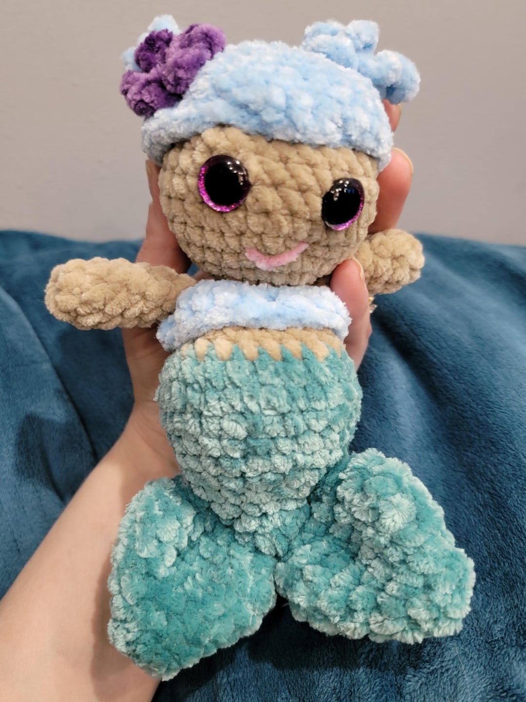 Cuddly Baby Mermaid Plush - Blue and Purple - Etsy