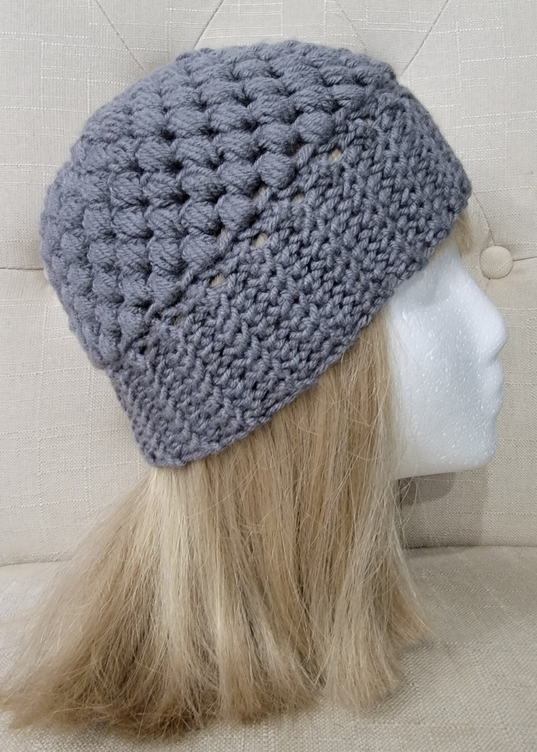 Messy Bun Ponytail Puff Beanie - Grey - Etsy