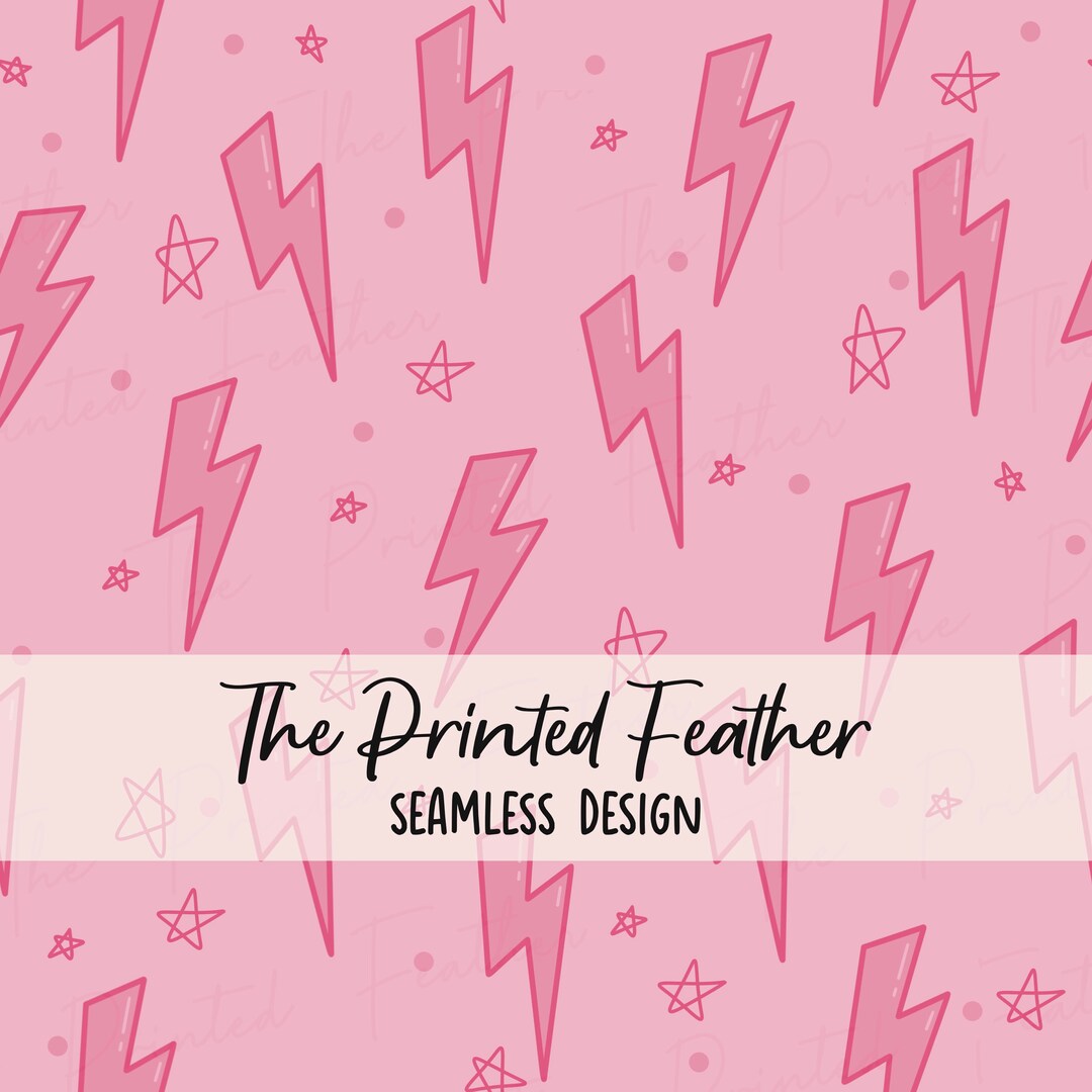 Pink Lightning Bolts Seamless Pattern for Fabric Sublimation, Repeating ...