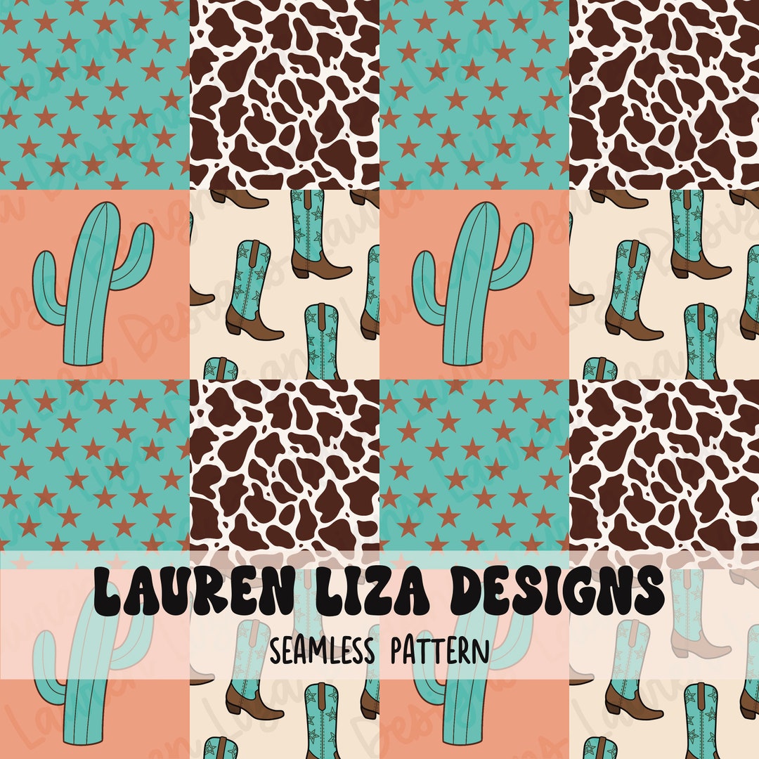 Western Patchwork Seamless File for Fabric Sublimation, Repeating ...