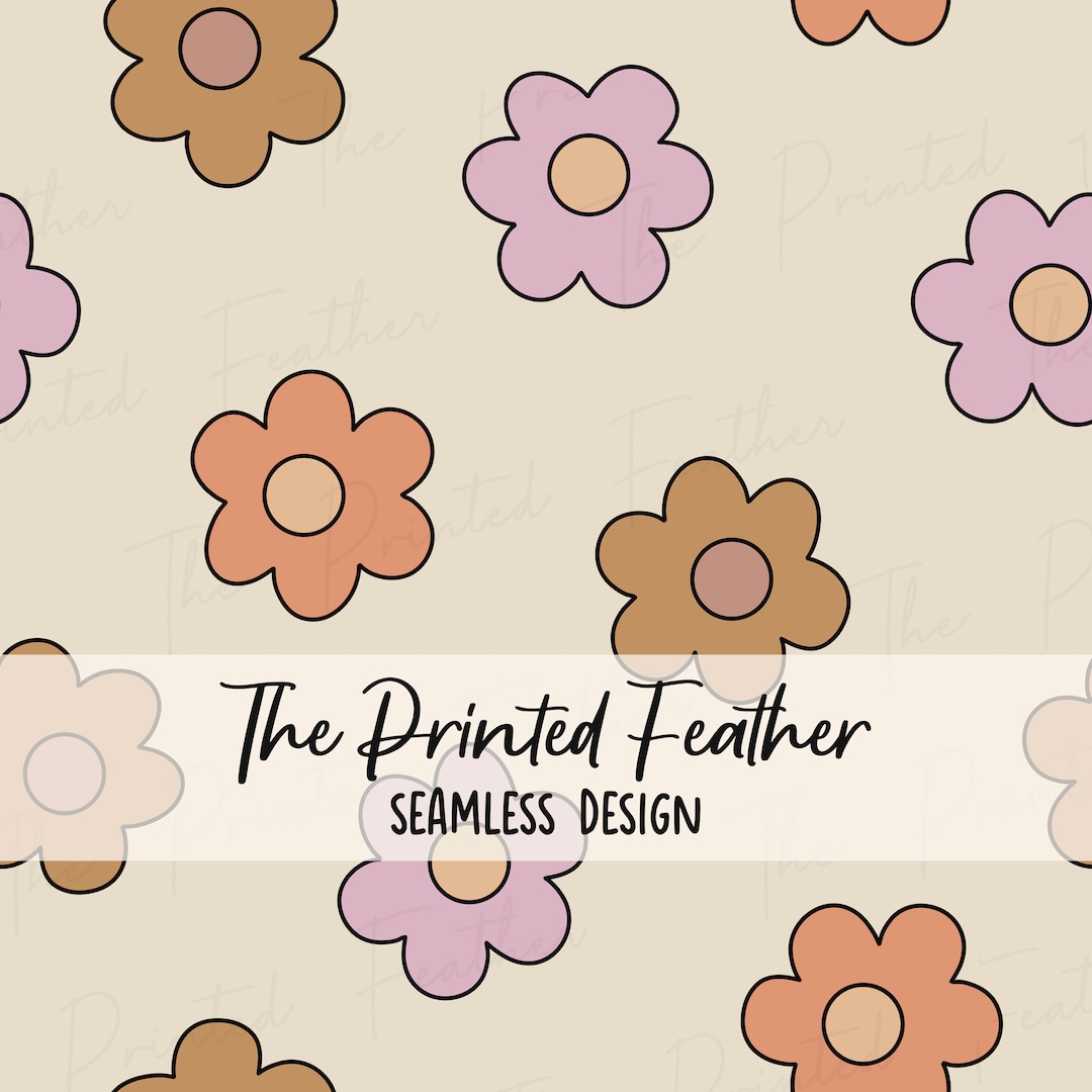 Boho Floral Doodles, Cute Retro Flowers Seamless File for Fabric ...