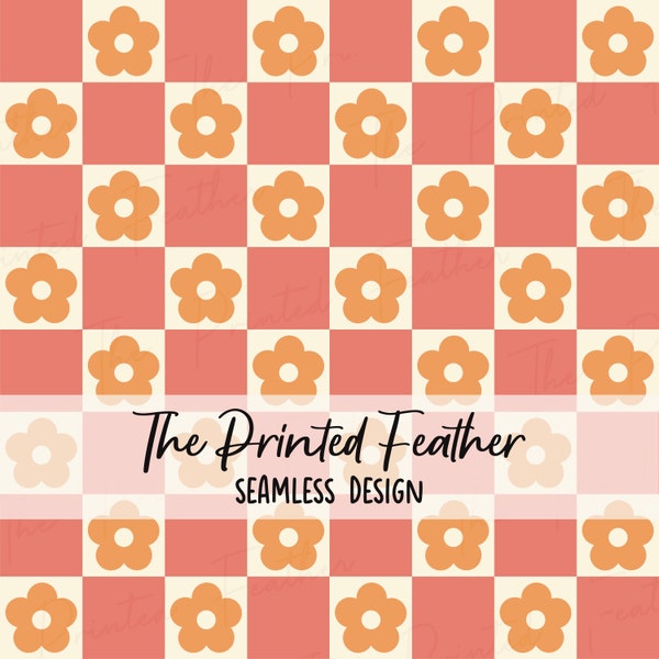 Peach Checker Fabric - Etsy
