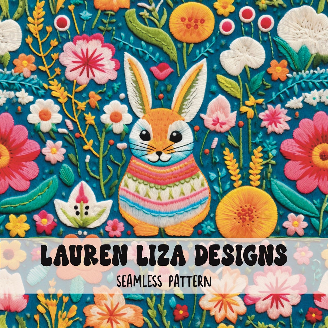 Embroidery Easter Bunny, Seamless File for Fabric Sublimation ...