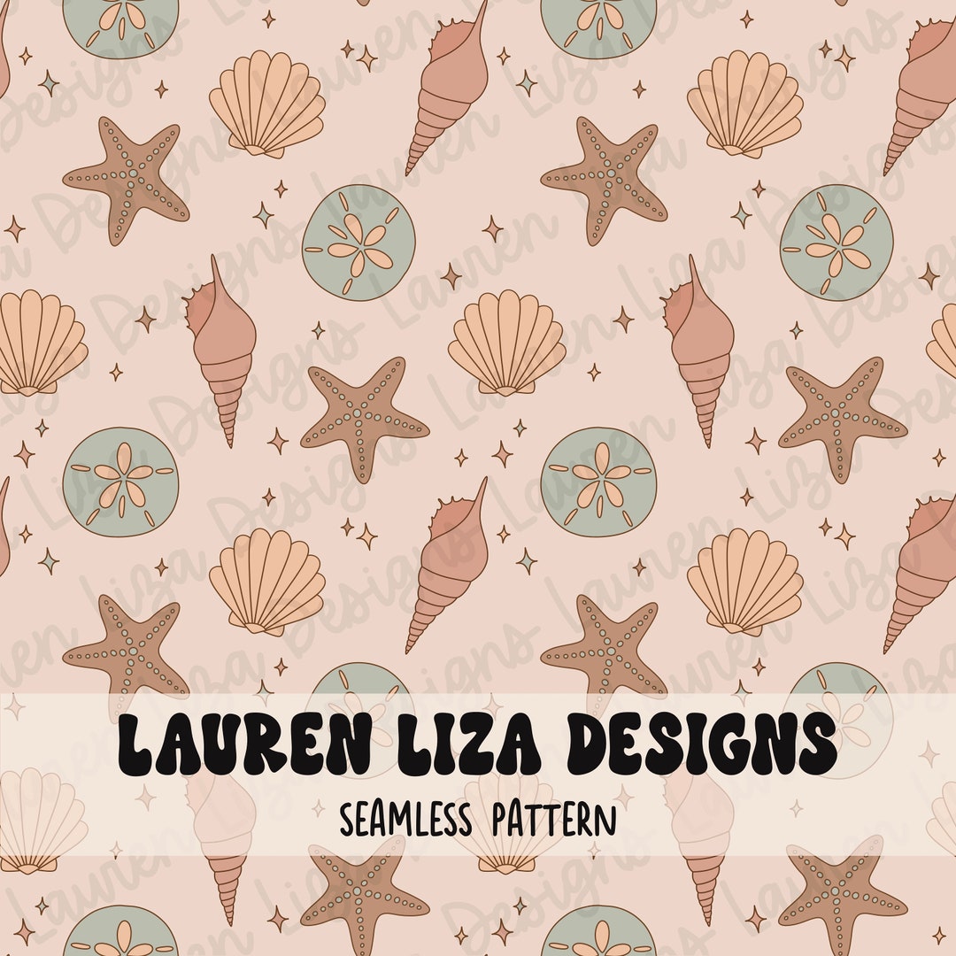 Seashells Beach, Starfish, Sand Dollar, Summer Seamless File for Fabric ...