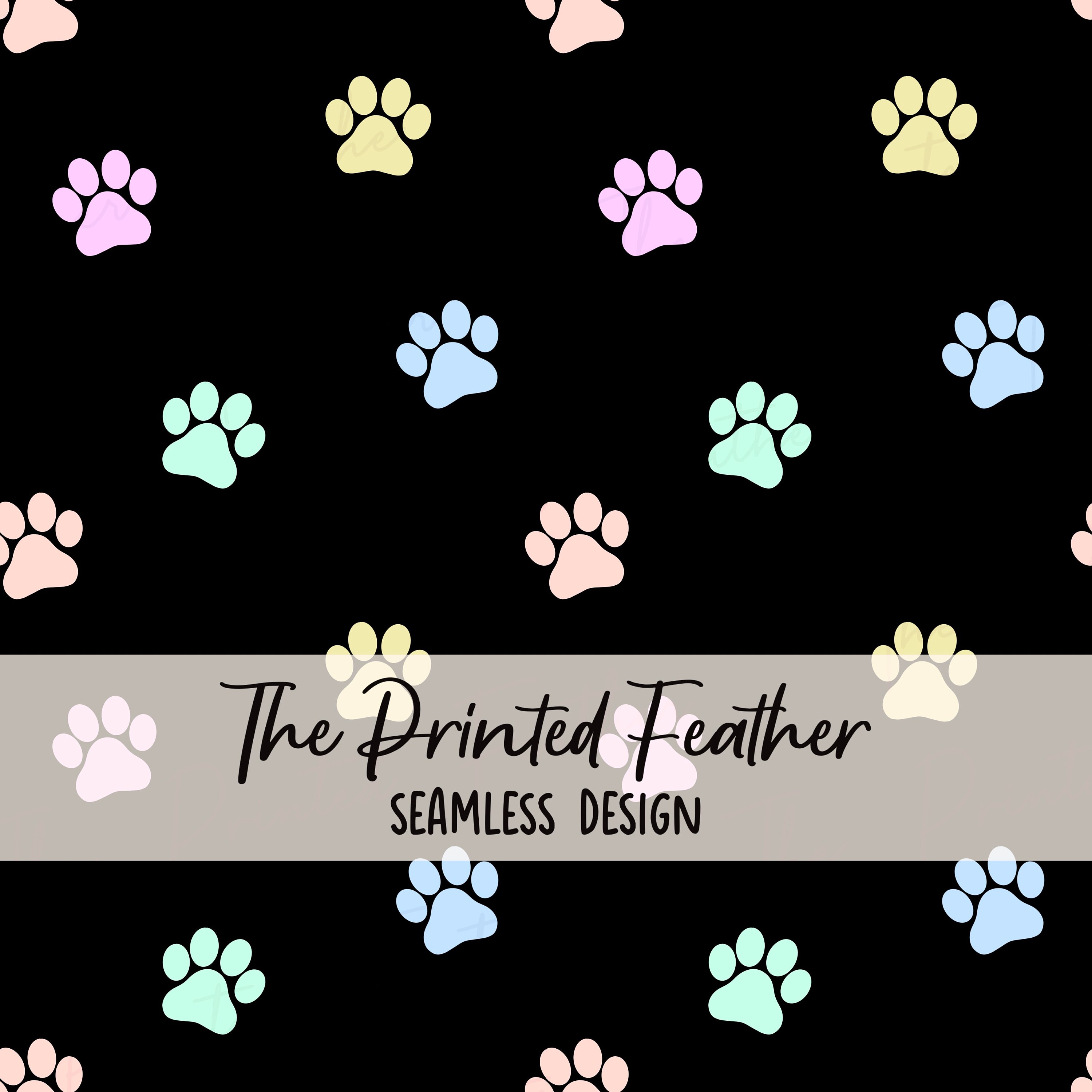 Pastel Paw Prints Seamless Pattern Colorful Dog Cat Design - Etsy
