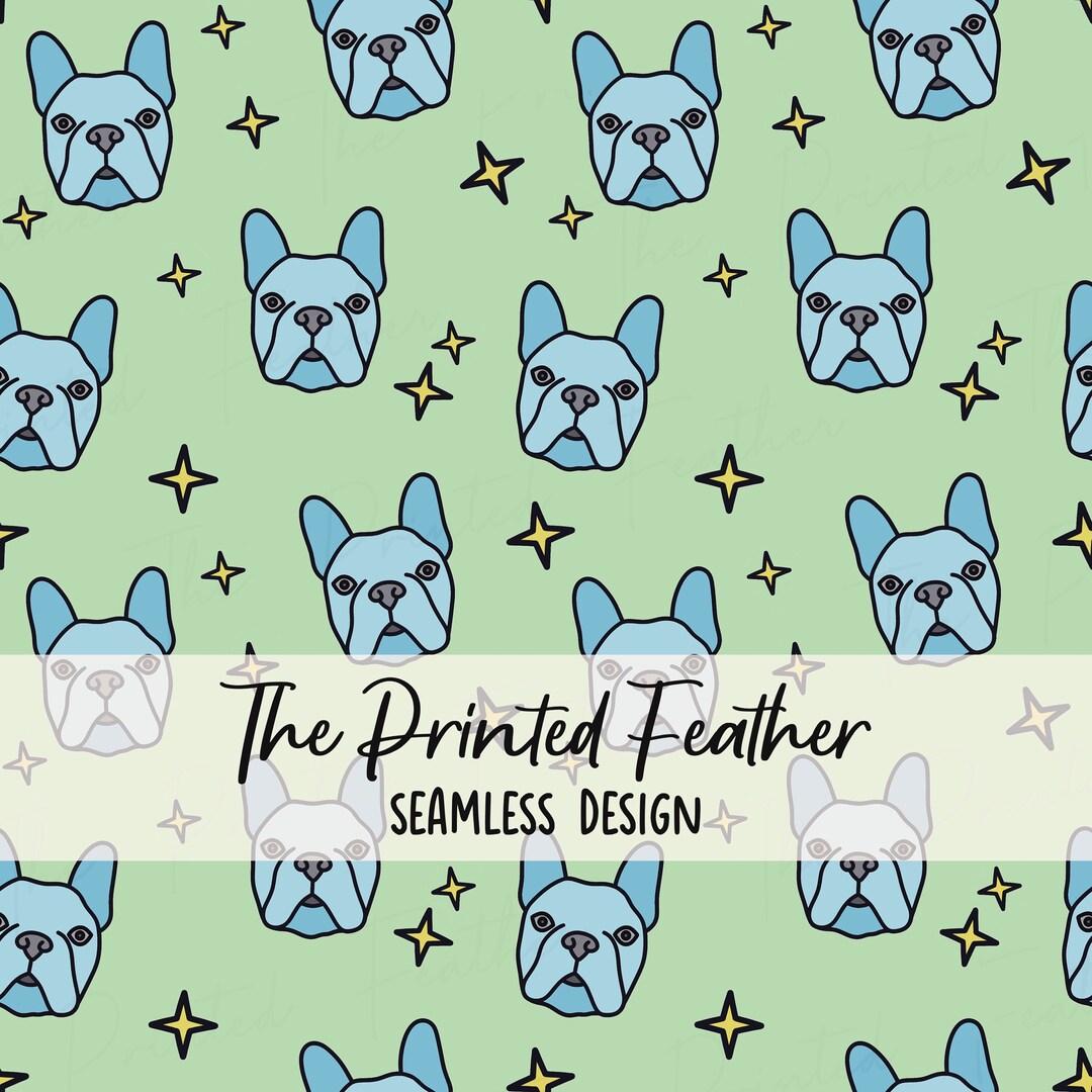 Blue Frenchie Seamless Pattern for Fabric Sublimation, Frenchie ...