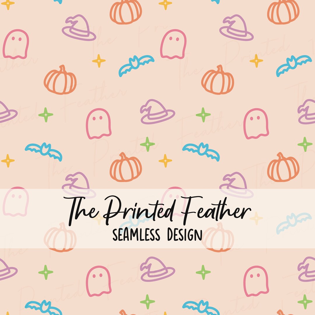 Neon Halloween Seamless File, Halloween Neon Seamless Pattern, Bright ...