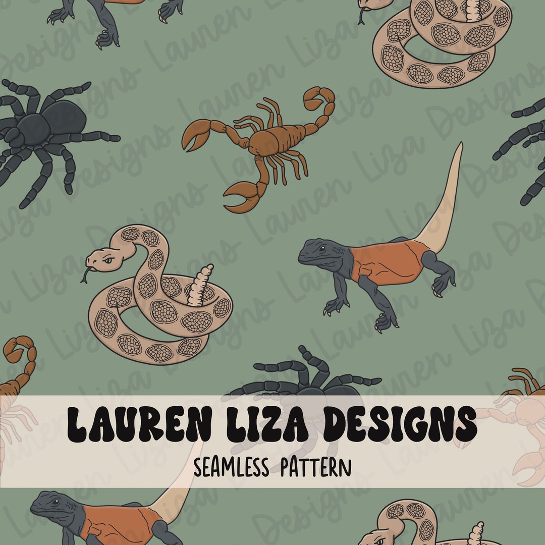 Desert Creatures, Arizona Western Theme Seamless File for Fabric ...