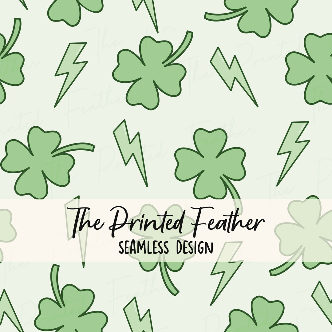 St Patricks Day, Four Leaf Clovers and Lightning Bolts, Seamless File ...