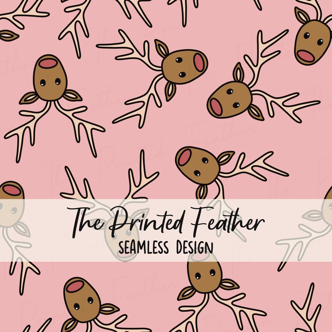 Cute Rudolph Reindeer Christmas Seamless Pattern for Fabric Sublimation ...