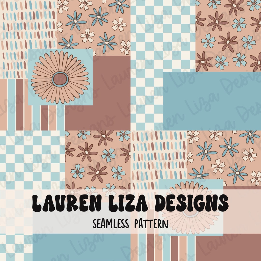 Retro Patchwork Seamless File for Fabric Sublimation, Repeating Pattern, Digital Scrapbook Paper ...