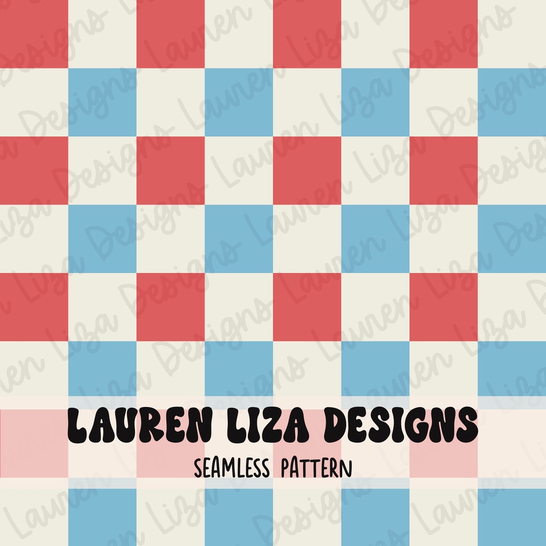 Red White and Blue Checkerboard, Seamless Pattern for Fabric ...