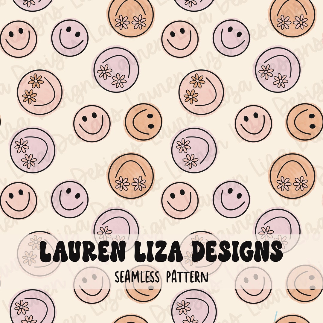 Smiley Faces, Retro Seamless File for Fabric Sublimation, Repeating ...