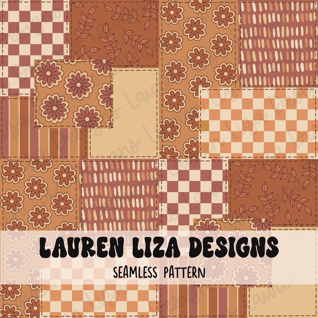 Fall Autumn Retro Patchwork Seamless File for Fabric Sublimation, Repeating Pattern, Digital ...