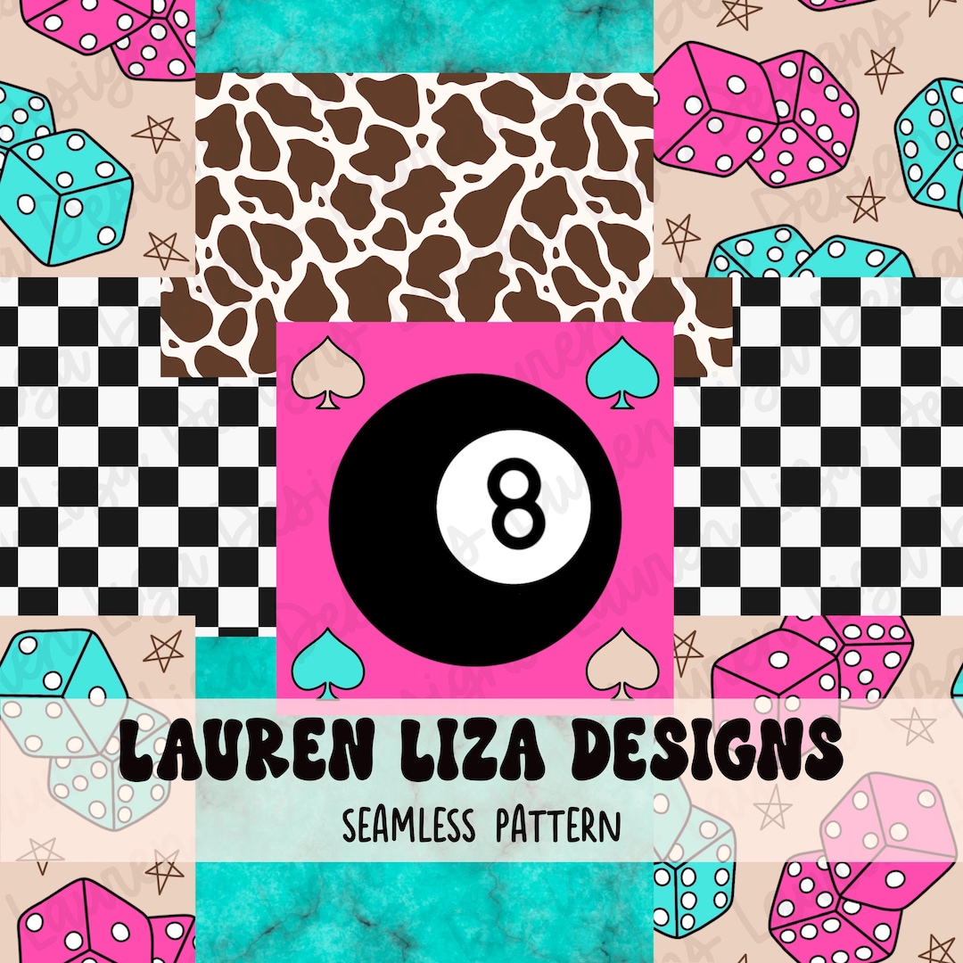 Western Patchwork, 8 Ball, Dice, Seamless File for Fabric Sublimation ...