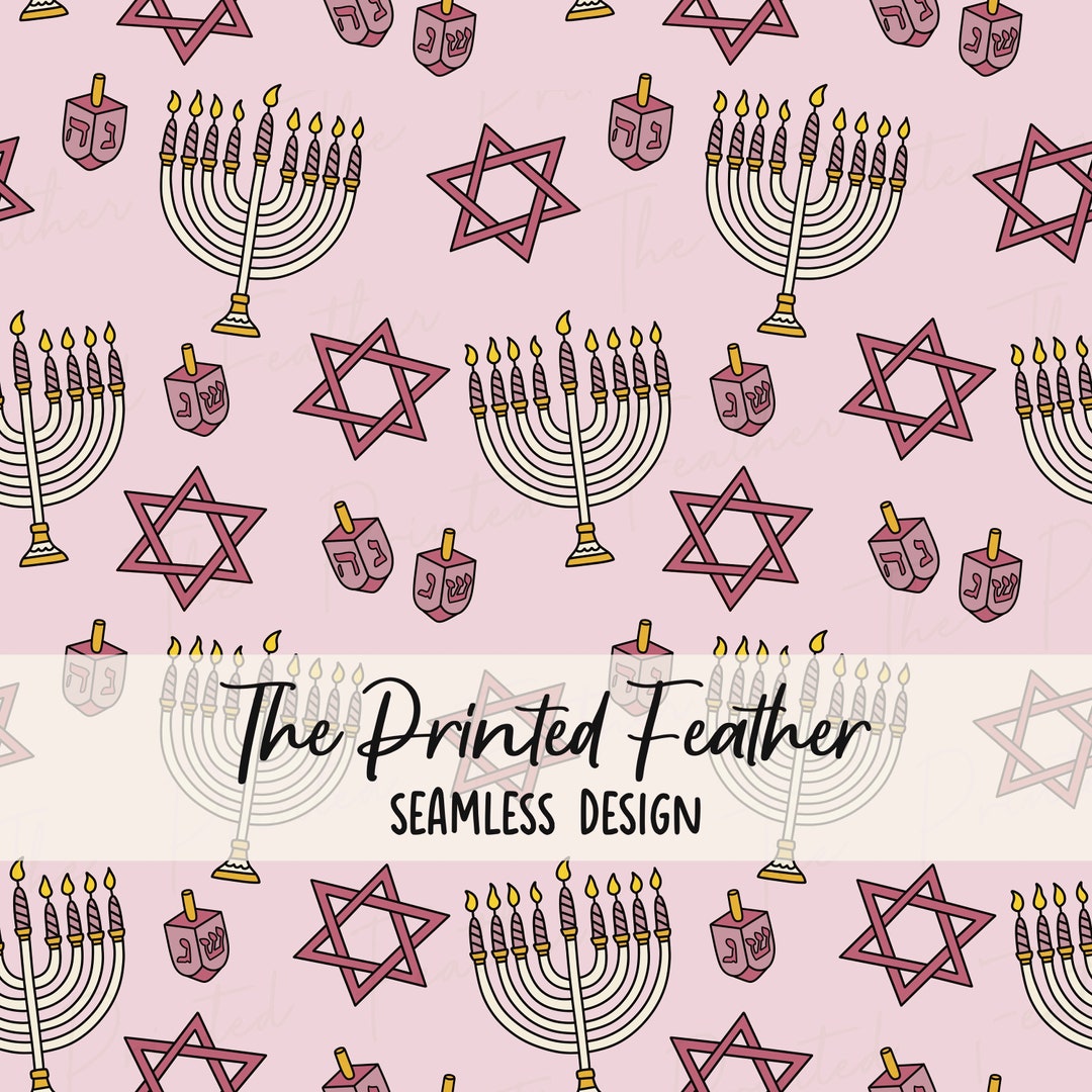 Pink Hanukkah Theme for Girls, Winter Holiday Seamless Pattern for ...
