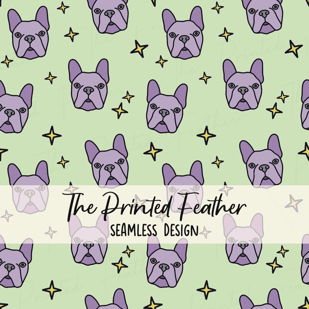 Purple Frenchie Seamless Pattern for Fabric Sublimation, Frenchie ...