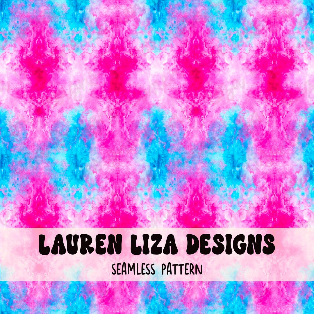 Neon Pink and Blue Watercolor Tie Dye, Seamless File for Fabric ...