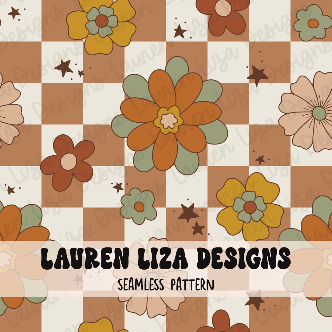 Boho Floral Checkerboard Seamless File for Fabric Sublimation ...