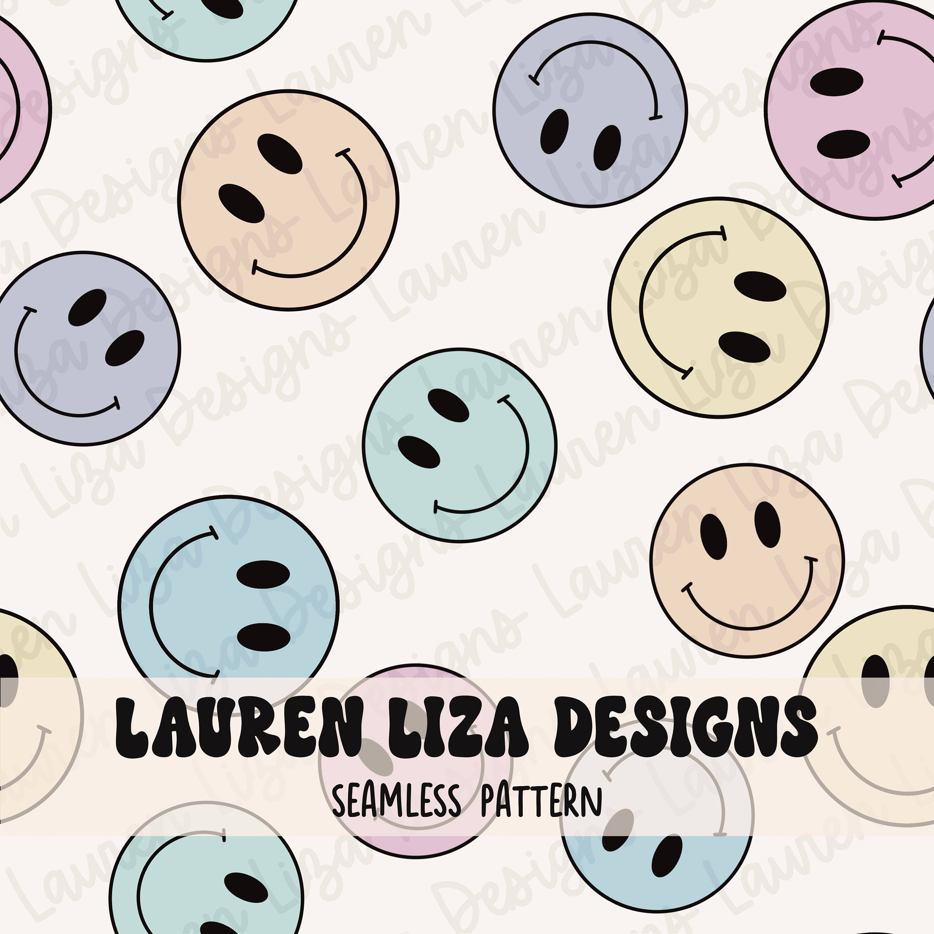 Retro Smiley, Pastel Rainbow Seamless File for Fabric Sublimation ...