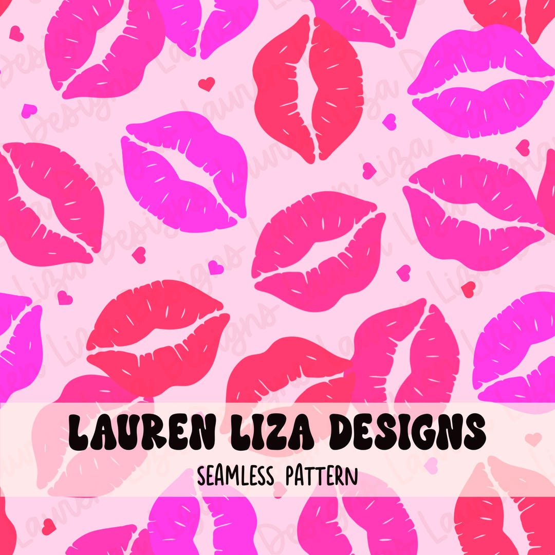 Valentines Day Lips, Kisses Seamless Pattern for Fabric Sublimation ...