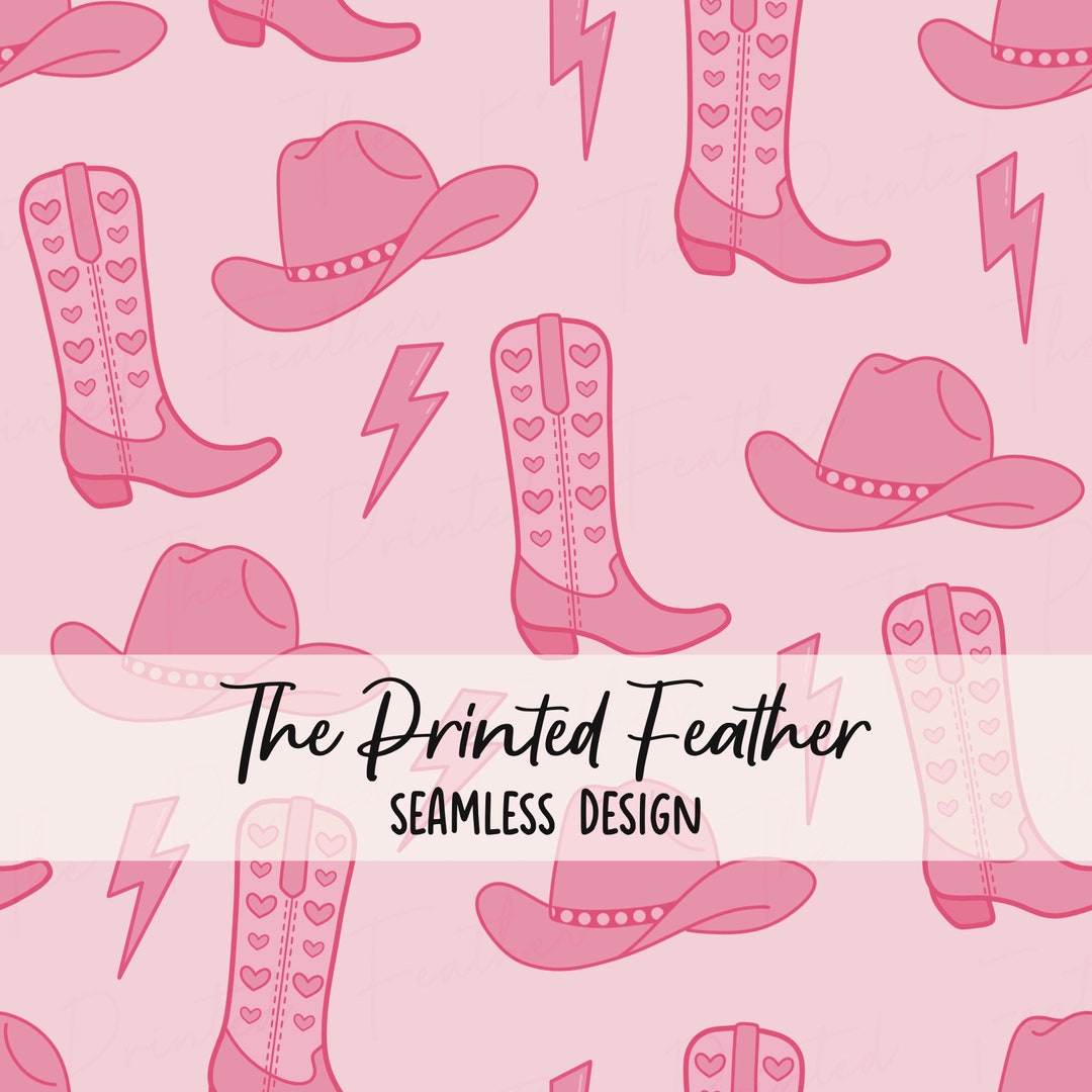 Pink Western Cowgirl Boots Seamless Pattern for Fabric Sublimation ...