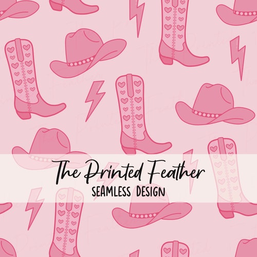 Girly Western Seamless Pattern Digital Paper Cowgirl Repeat - Etsy