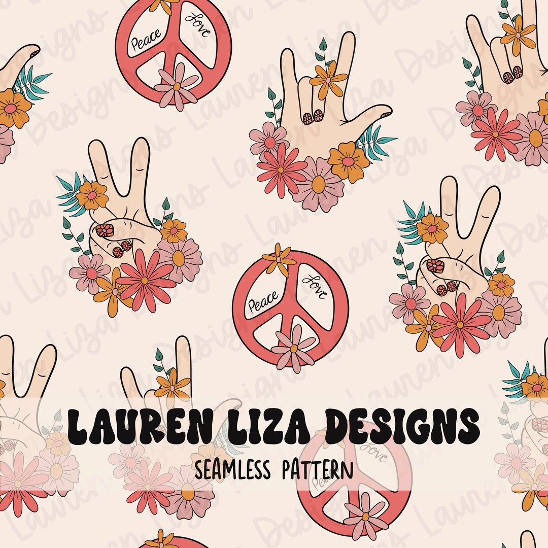 Sign Language ASL Peace Love Seamless File for Fabric - Etsy