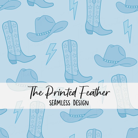 Blue Western Cowboy Boots Seamless Pattern for Fabric - Etsy