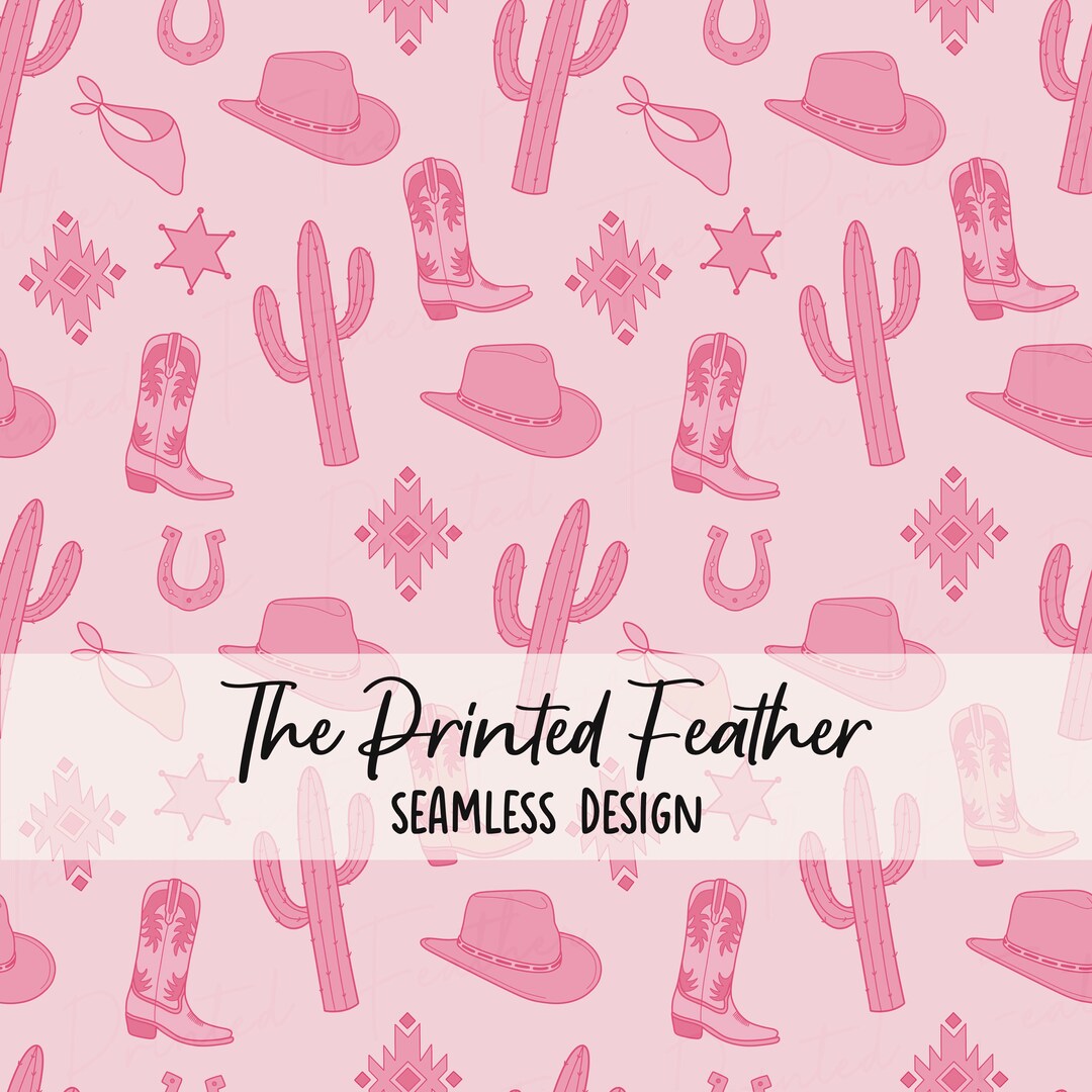 Pink Western Cowgirl Boots Seamless Pattern for Fabric Sublimation, Cow ...