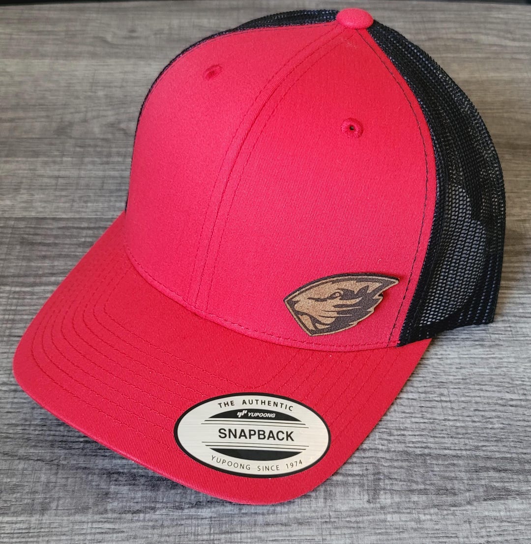 American Falls Beaver Logo Leather Patch on Snapback Trucker Hat - Etsy